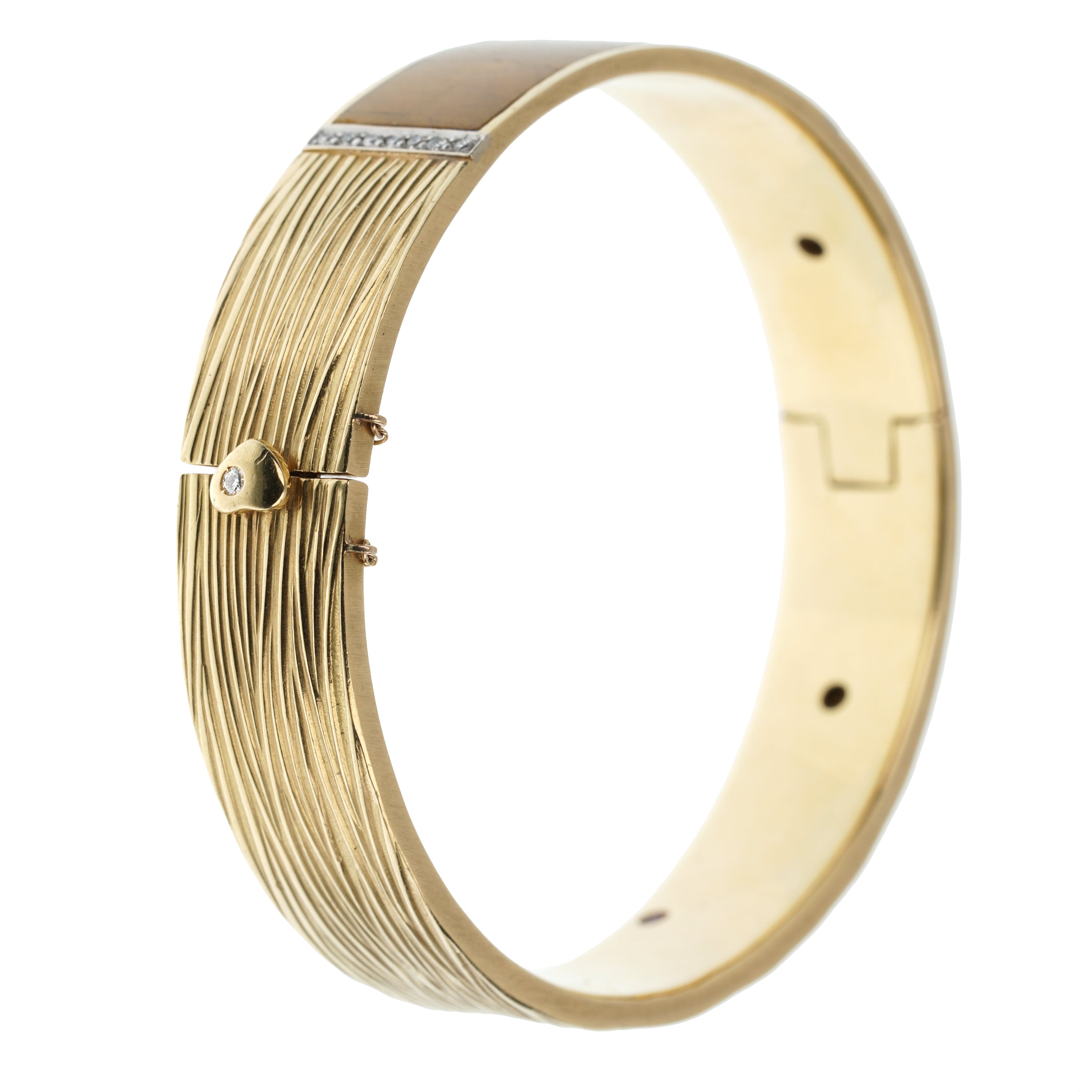 Roberto Coin Tiger Eye Vintage Diamond 18k Yellow Gold Bangle Bracelet – Opulent Jewelers