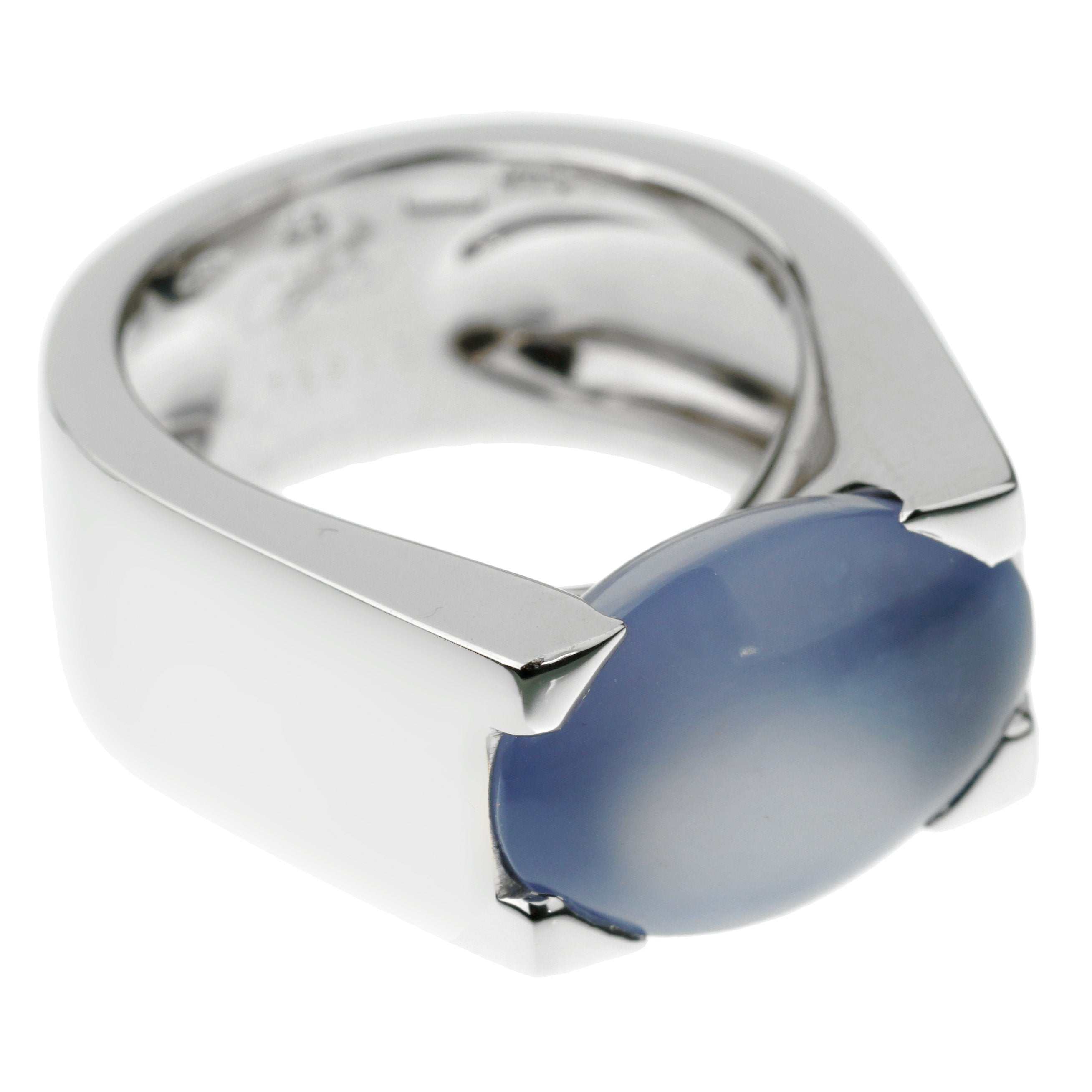 Cartier Chalcedony White Gold Cocktail Ring Sz 4 1/2 – Opulent Jewelers