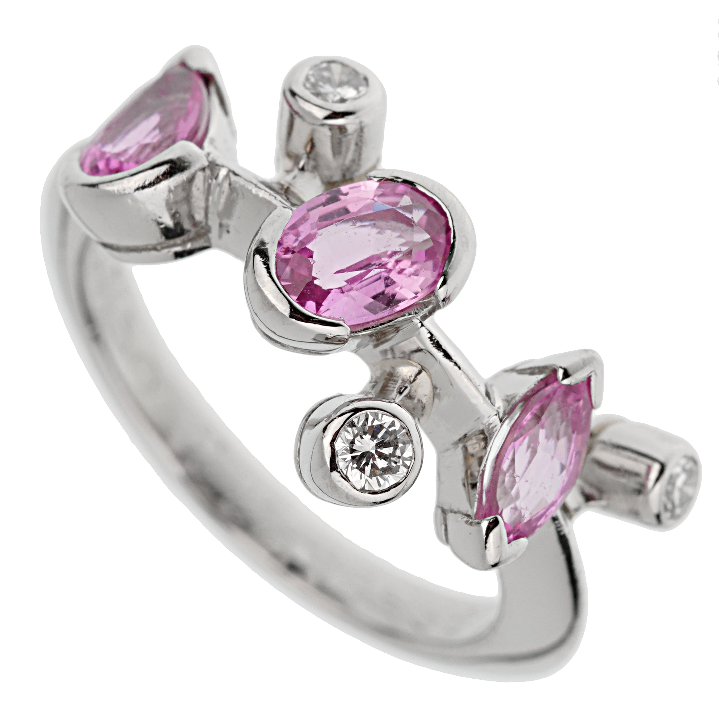 Cartier Meli Melo Pink Sapphire Diamond Platinum Ring Sz 5 1/4