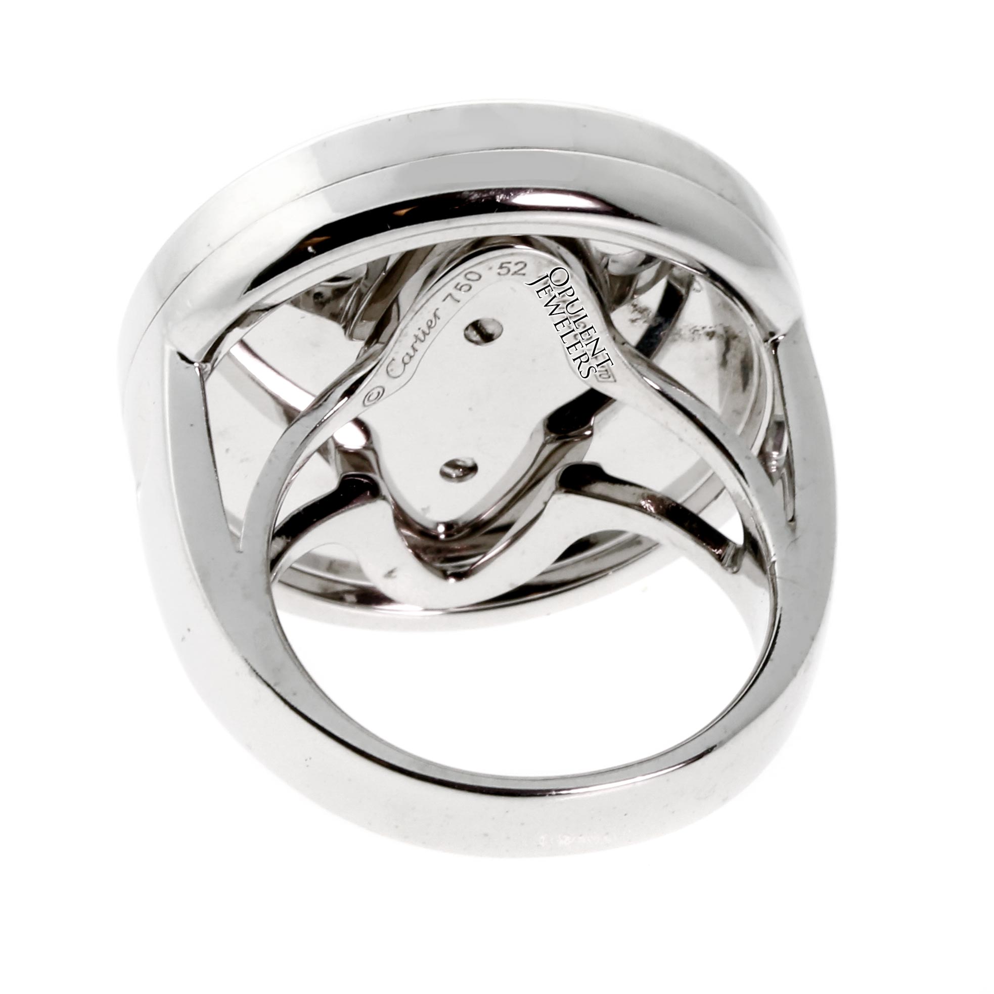 Cartier Pasha Vintage Mother of Pearl Diamond 18k White Gold Ring
