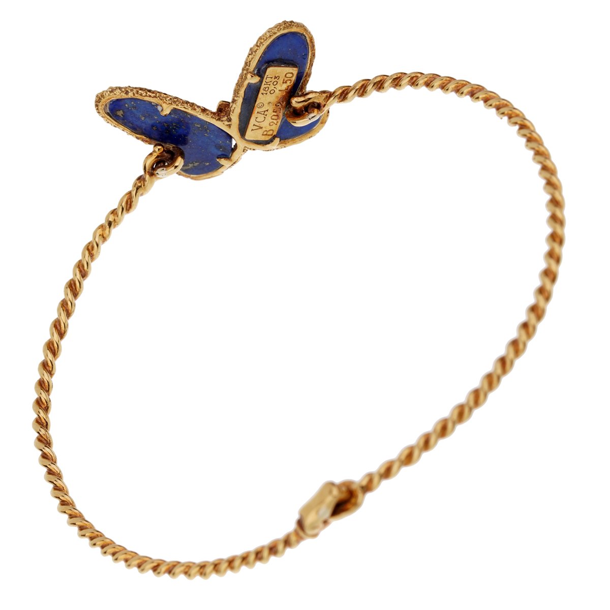 Van Cleef & Arpels Lapis Butterfly Gold Bracelet For Sale